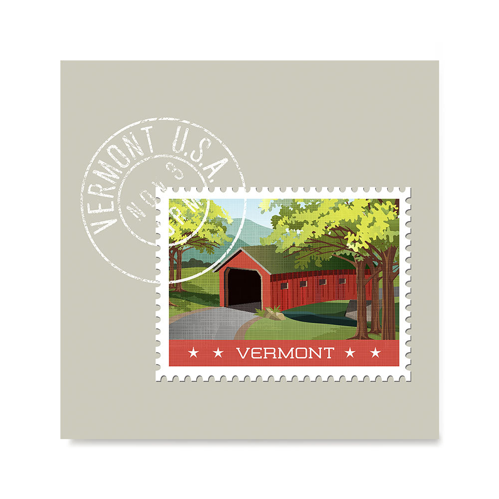VERMONT, Retro USA State Stamp Posters Collection | EzPosterPrints.com