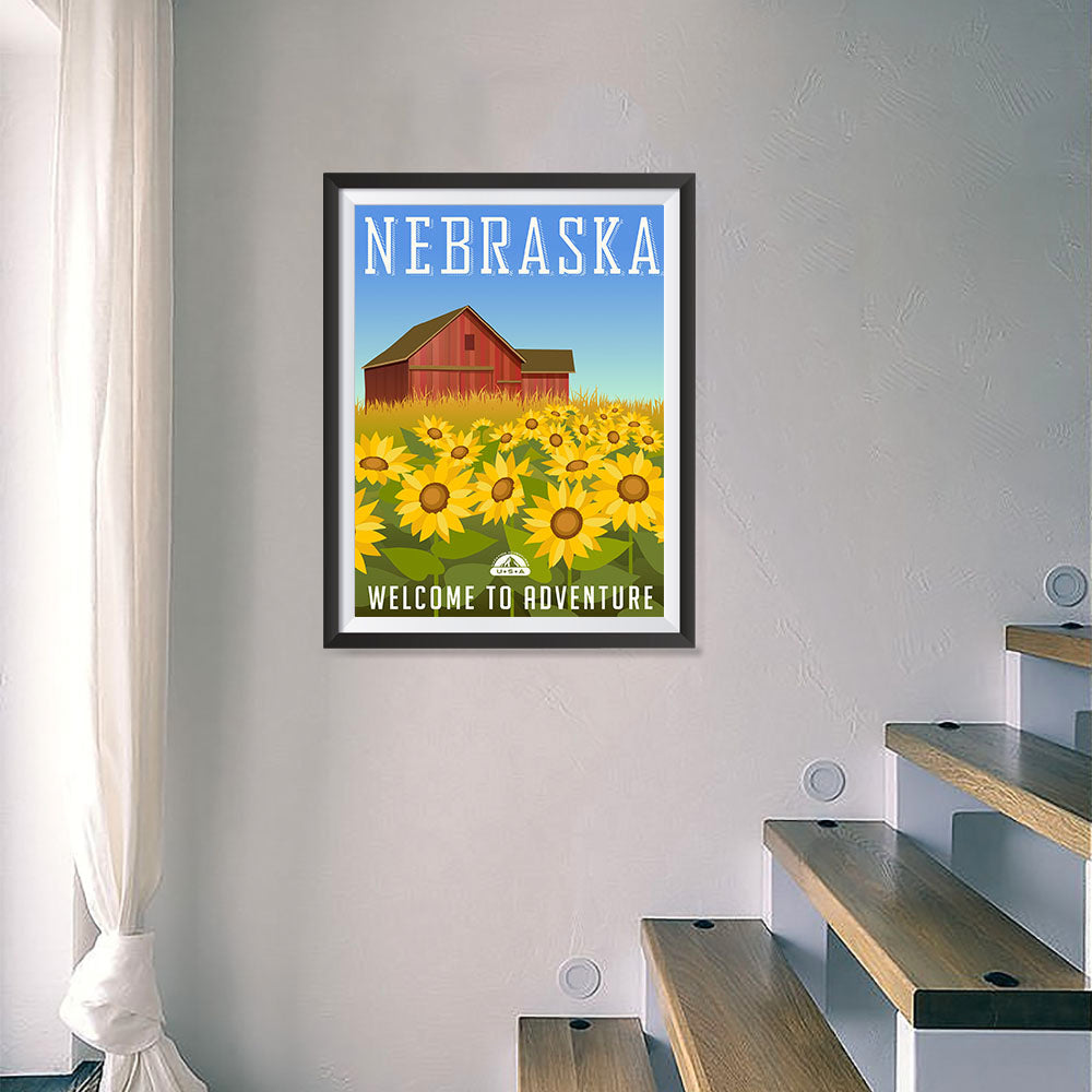 NEBRASKA Retro Travel Poster - EzPosterPrints.com