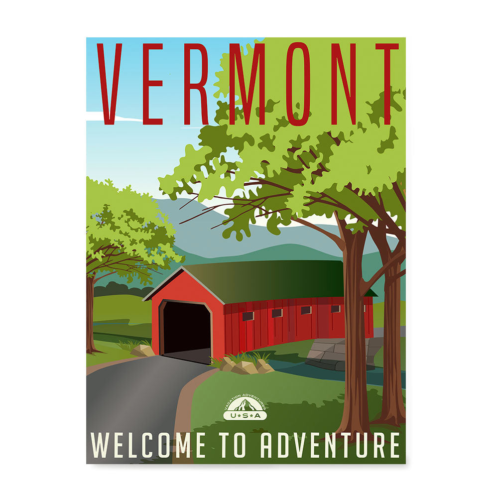 VERMONT Retro Travel Poster - EzPosterPrints.com