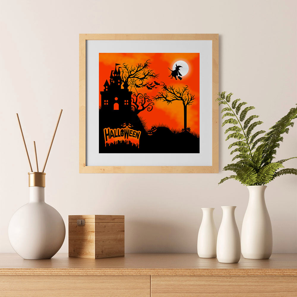 Flying Witch, Halloween Trick or Treat Square Poster Series ...