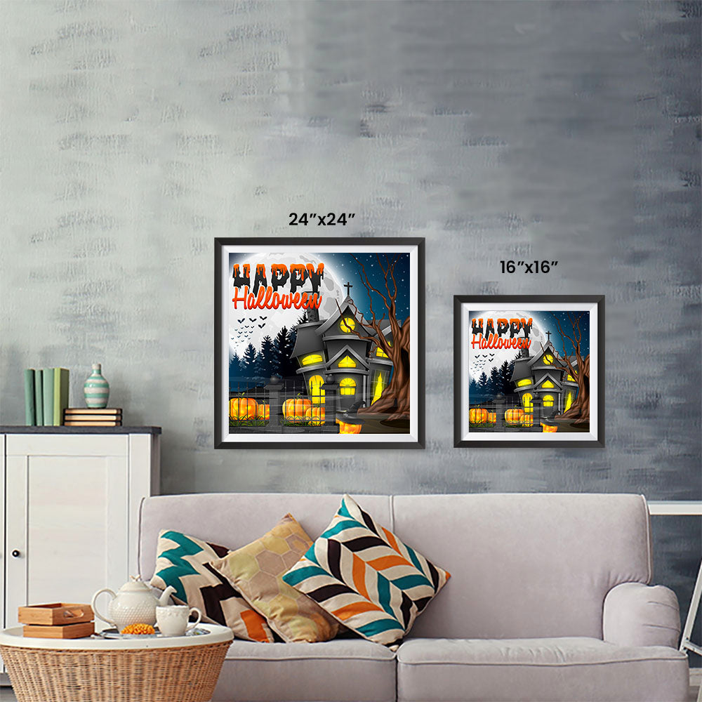 Lighted House, Halloween Trick or Treat Square Poster Series ...