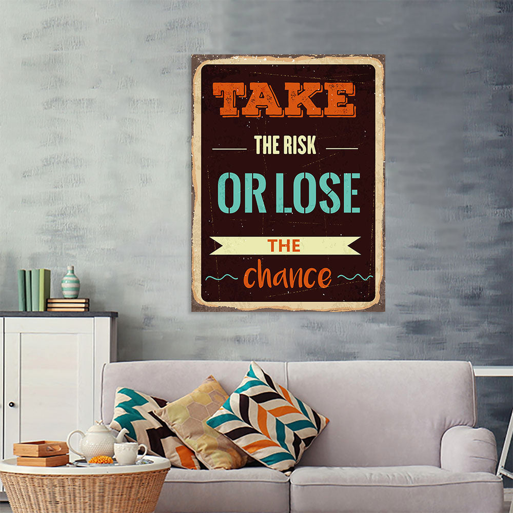 Take Risk, Retro Metal Design Signs Posters – EzPosterPrints
