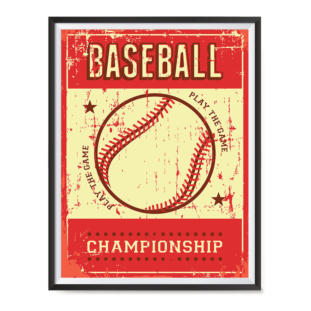 Ball Red, Retro Sports Series BASEBALL Posters – EzPosterPrints