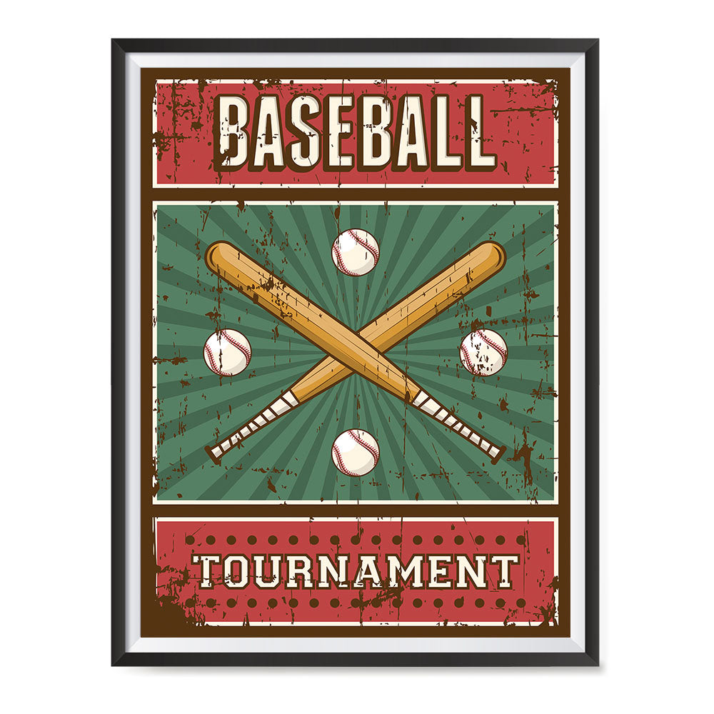 Bats Green, Retro Sports Series BASEBALL Posters – EzPosterPrints