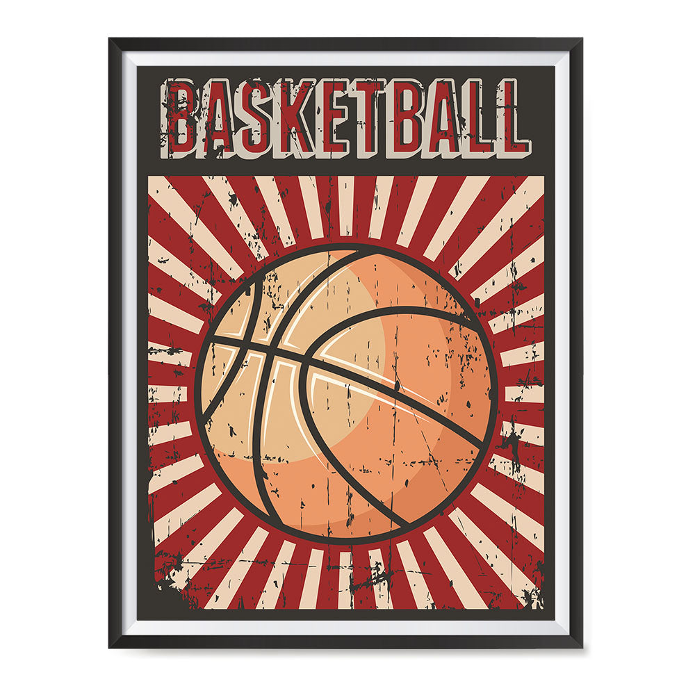 Ball Dark Red, Retro Sports Series BASKETBALL Posters – EzPosterPrints