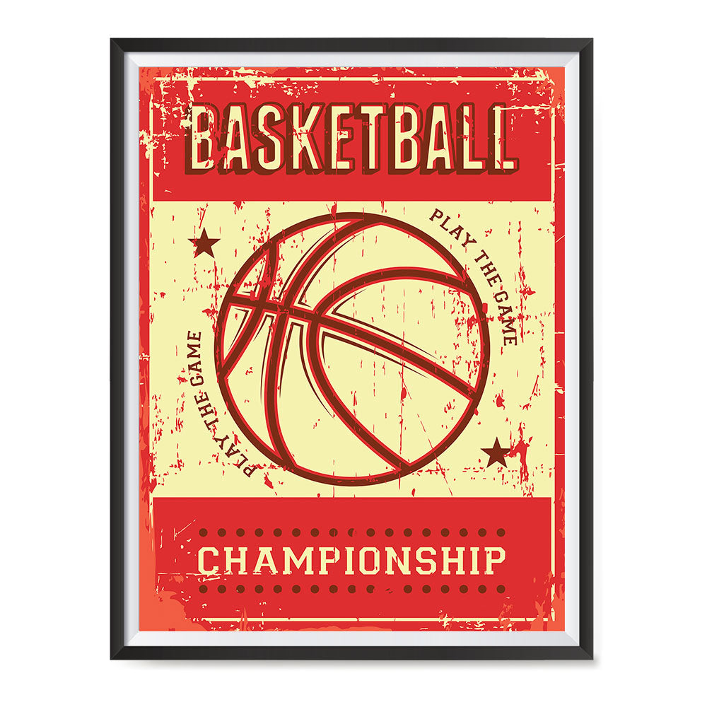 Ball Red, Retro Sports Series BASKETBALL Posters – EzPosterPrints