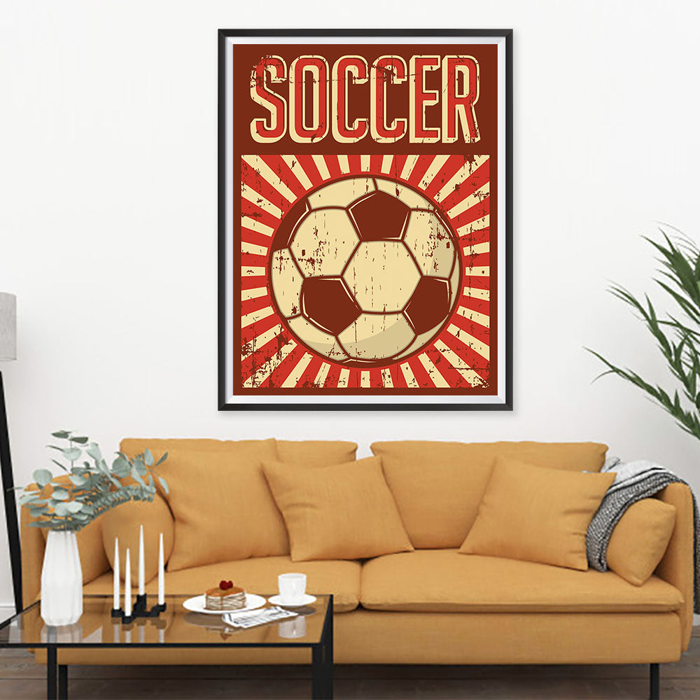 Ball Dark Red, Retro Sports Series SOCCER Posters – EzPosterPrints
