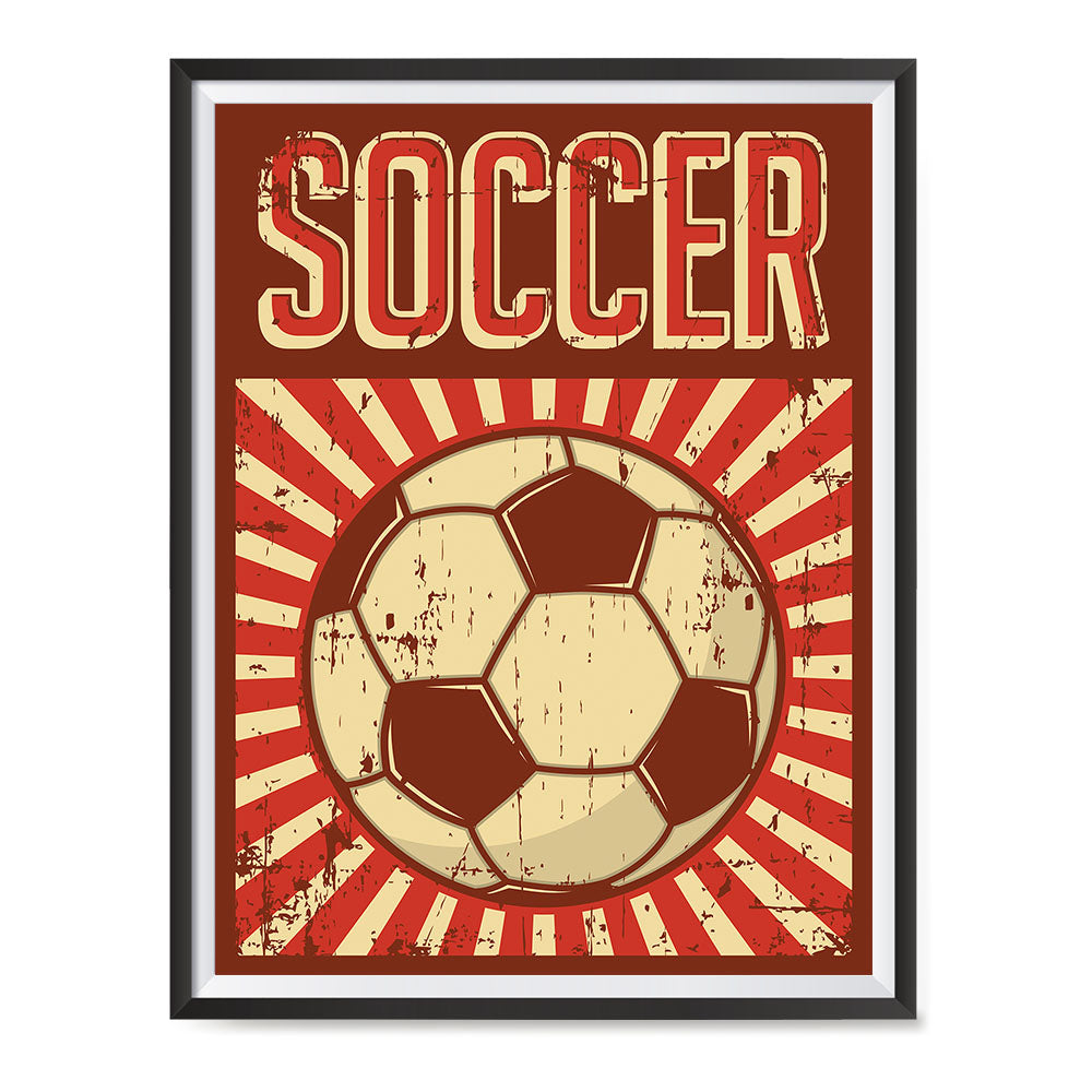 Ball Dark Red, Retro Sports Series SOCCER Posters – EzPosterPrints