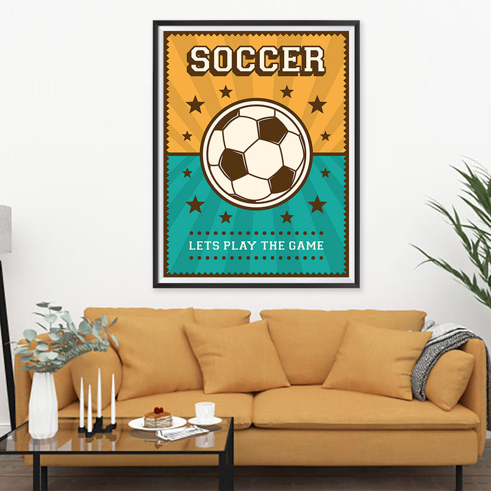 Ball Green Yellow, Retro Sports Series SOCCER Posters – EzPosterPrints