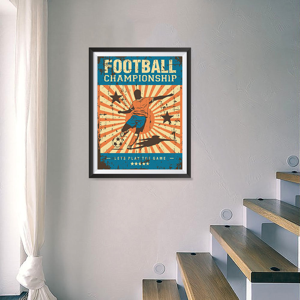 Player Blue Orange, Retro Sports Series SOCCER Posters – EzPosterPrints
