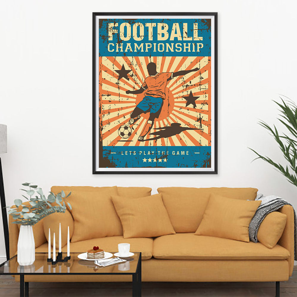 Player Blue Orange, Retro Sports Series SOCCER Posters – EzPosterPrints