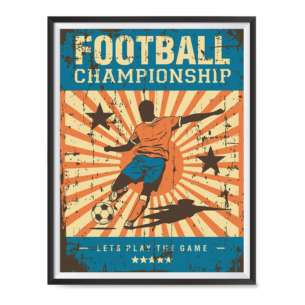 Player Blue Orange, Retro Sports Series SOCCER Posters – EzPosterPrints