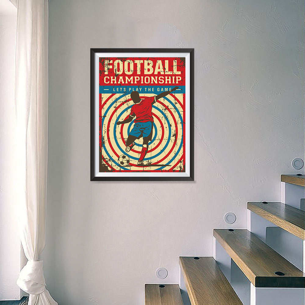 Player Blue Red, Retro Sports Series SOCCER Posters – EzPosterPrints