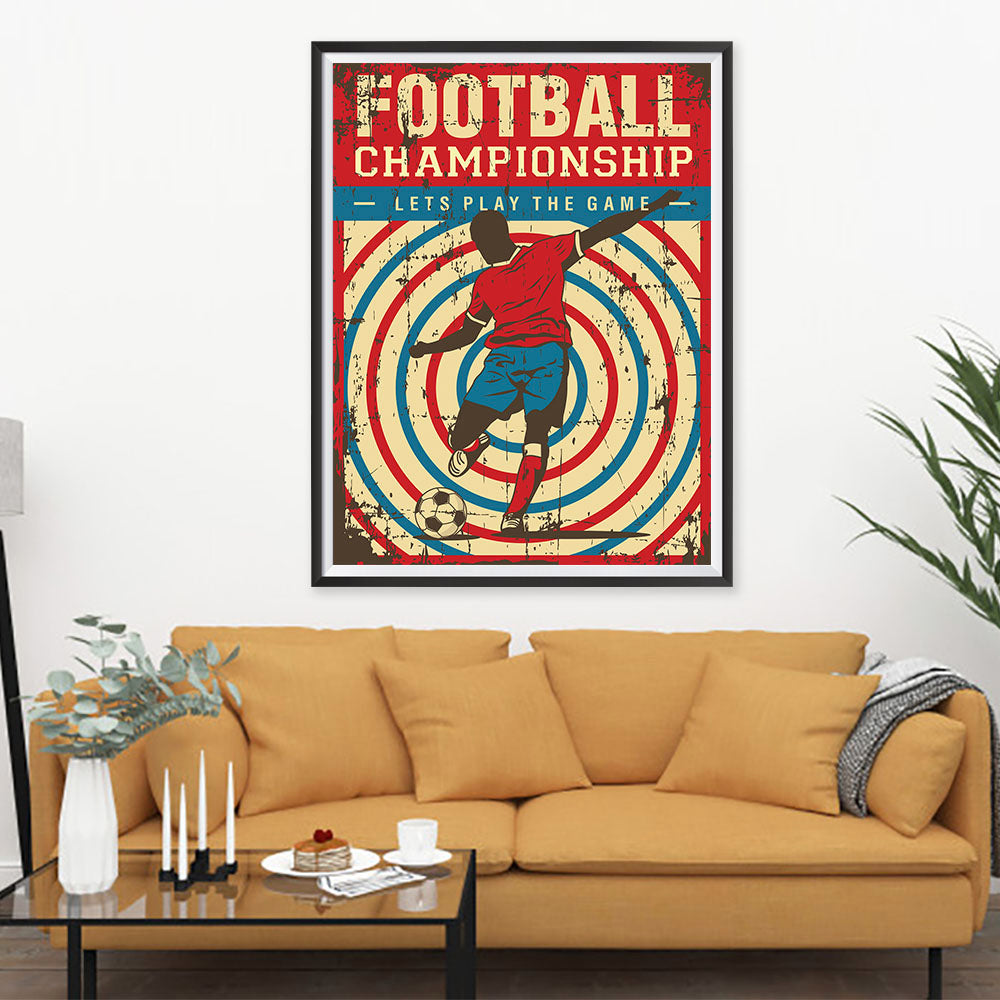 Player Blue Red, Retro Sports Series SOCCER Posters – EzPosterPrints