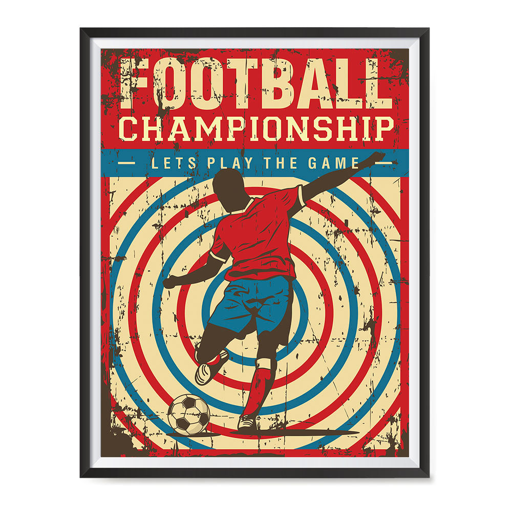 Player Blue Red, Retro Sports Series SOCCER Posters – EzPosterPrints