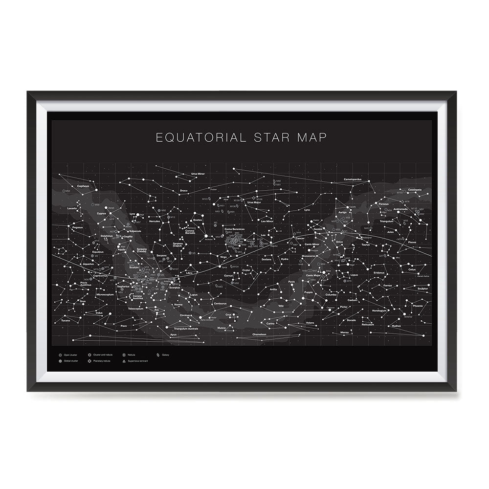 Equatorial Star Map - Black Poster – EzPosterPrints