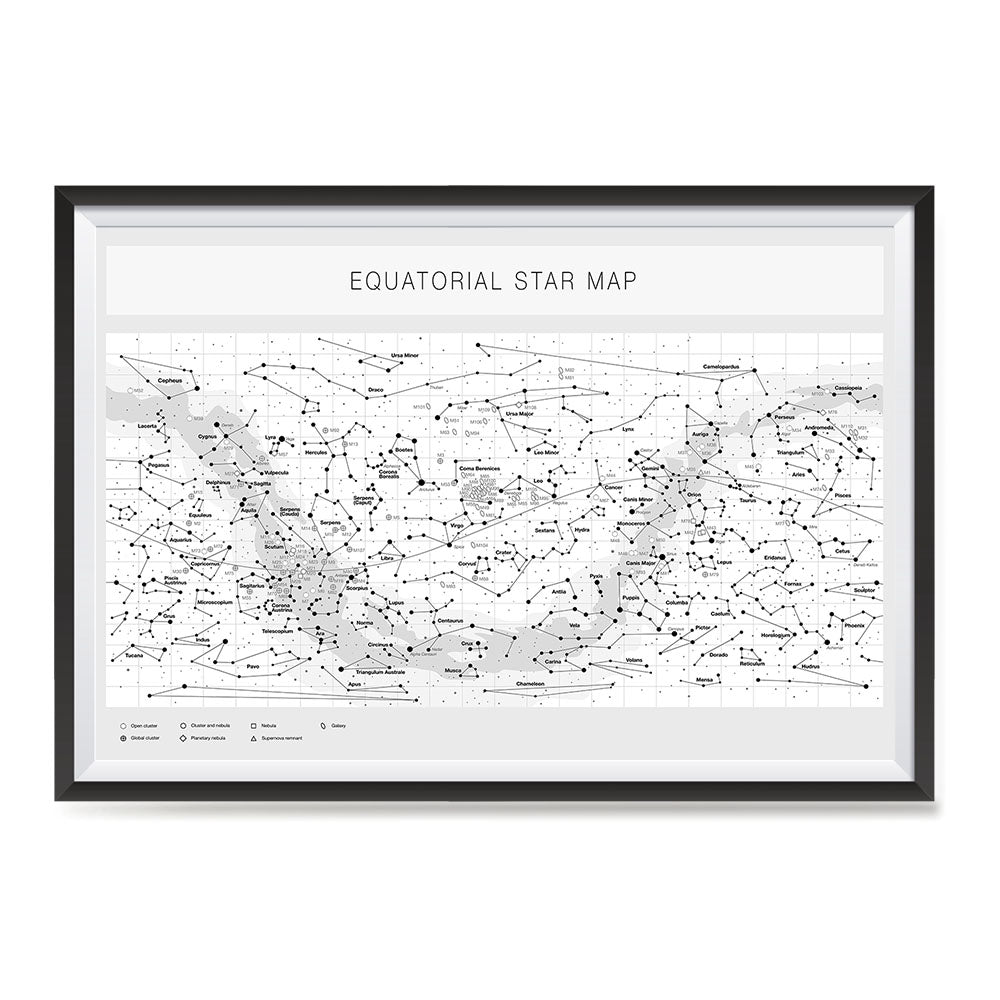 Equatorial Star Map - White Poster – EzPosterPrints