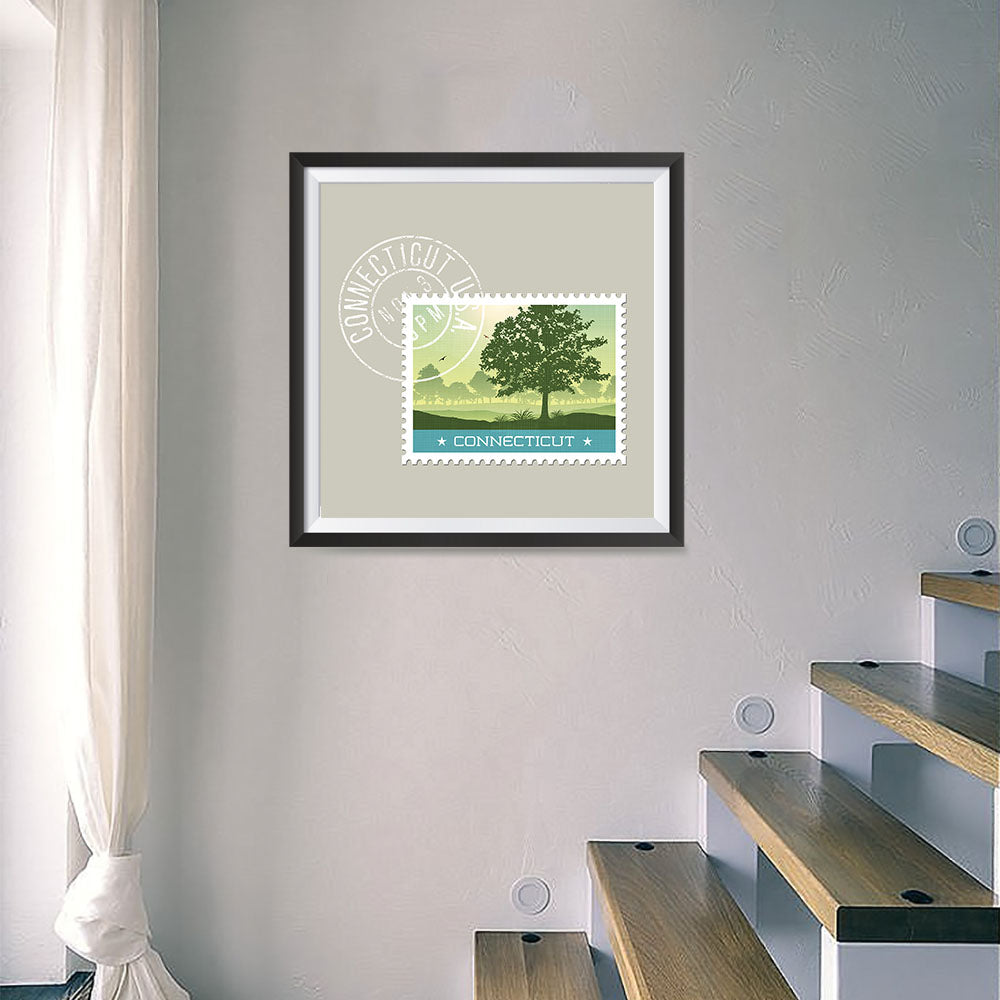 CONNECTICUT, Retro USA State Stamp Posters Collection | EzPosterPrints.com