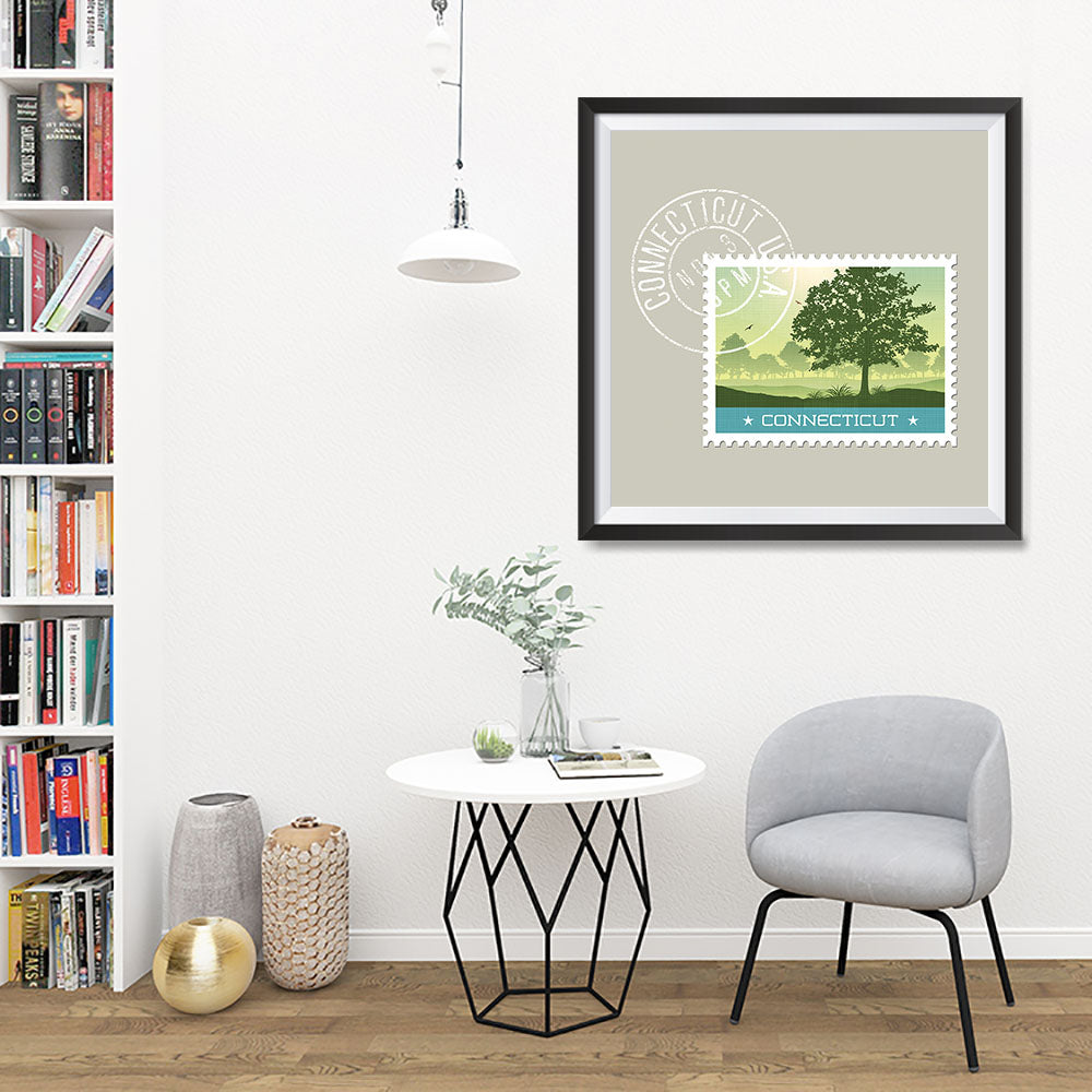 CONNECTICUT, Retro USA State Stamp Posters Collection | EzPosterPrints.com