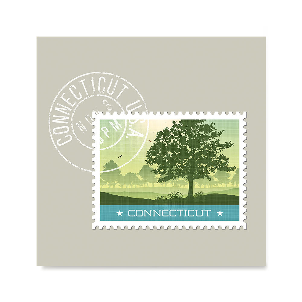 CONNECTICUT, Retro USA State Stamp Posters Collection | EzPosterPrints.com