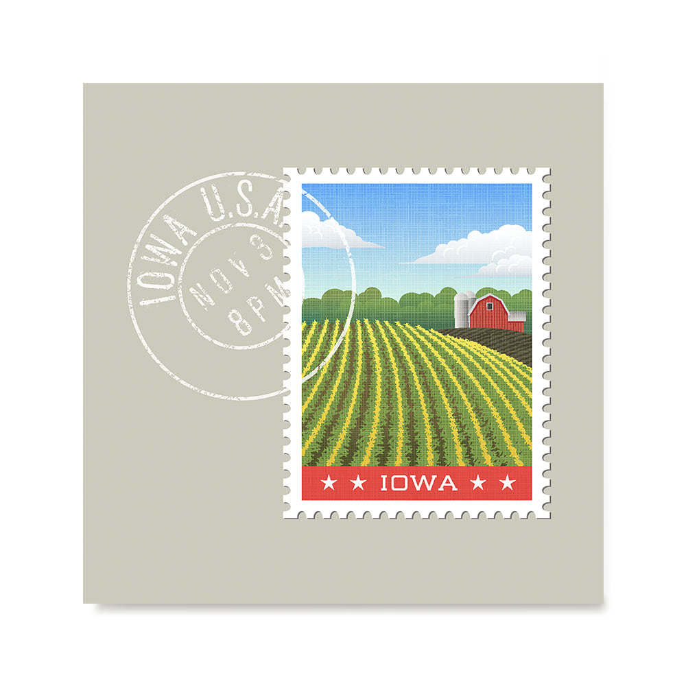 IOWA, Retro USA State Stamp Posters Collection | EzPosterPrints.com