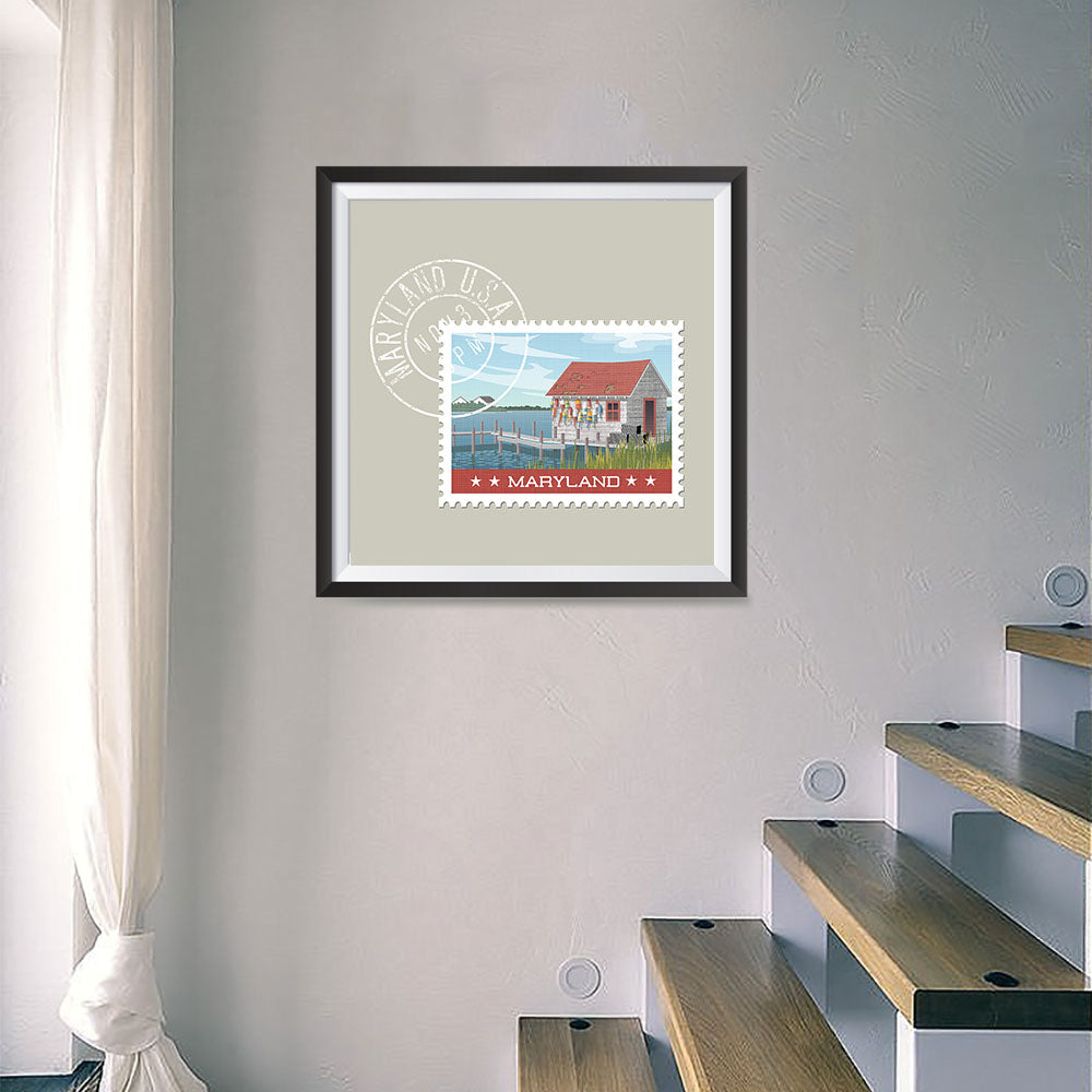 MARYLAND, Retro USA State Stamp Posters Collection | EzPosterPrints.com