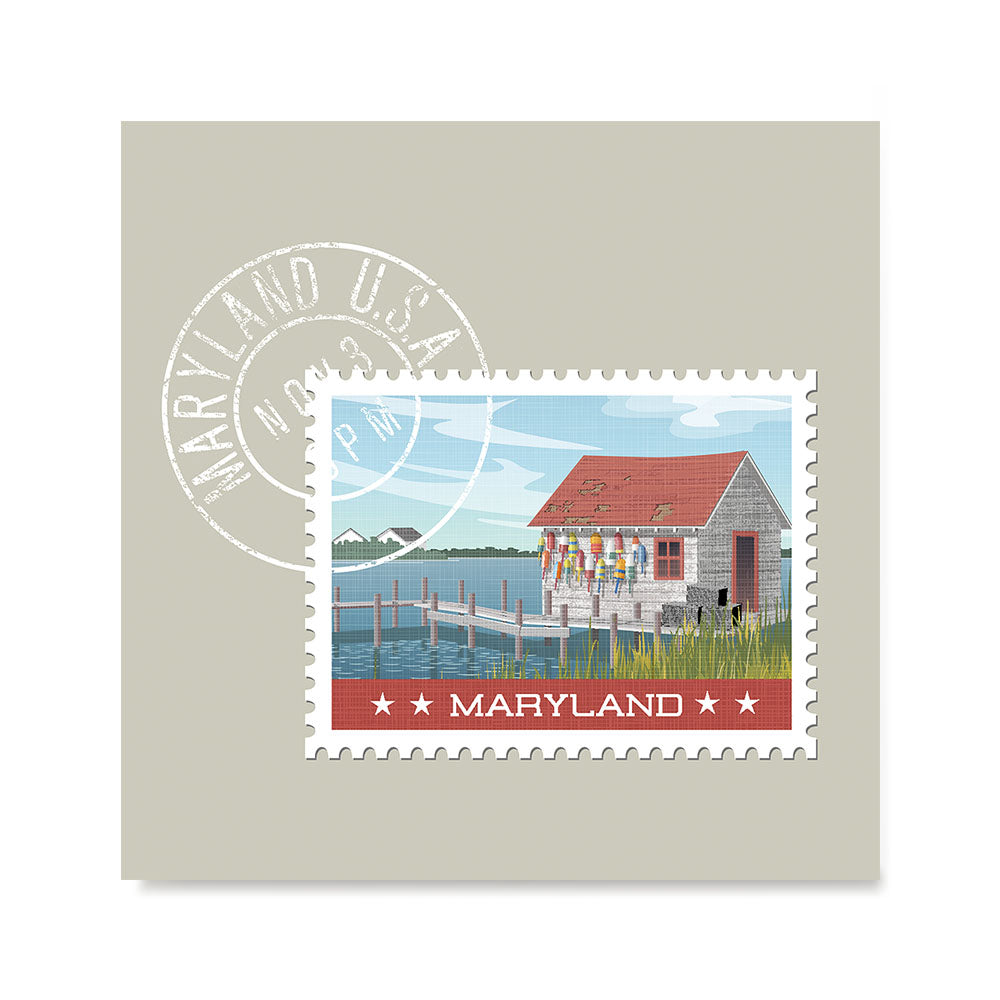 MARYLAND, Retro USA State Stamp Posters Collection | EzPosterPrints.com