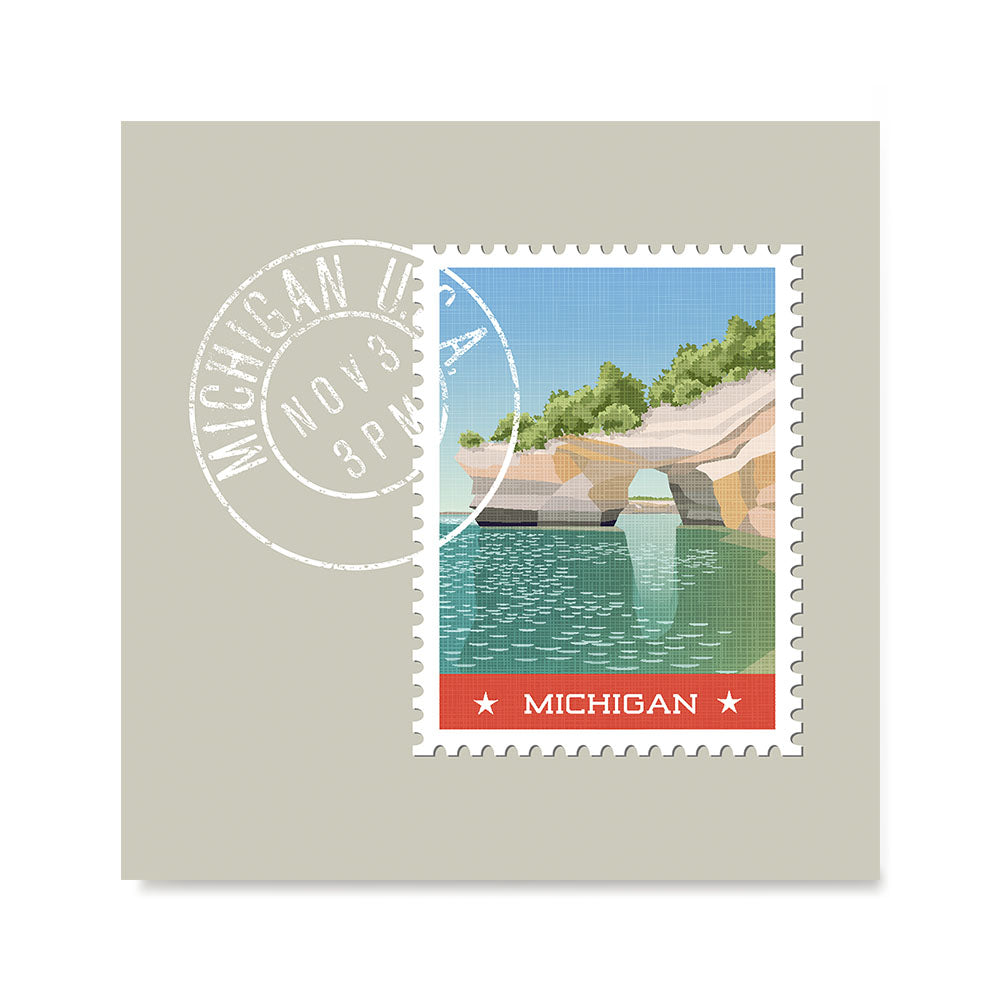 MICHIGAN, Retro USA State Stamp Posters Collection | EzPosterPrints.com