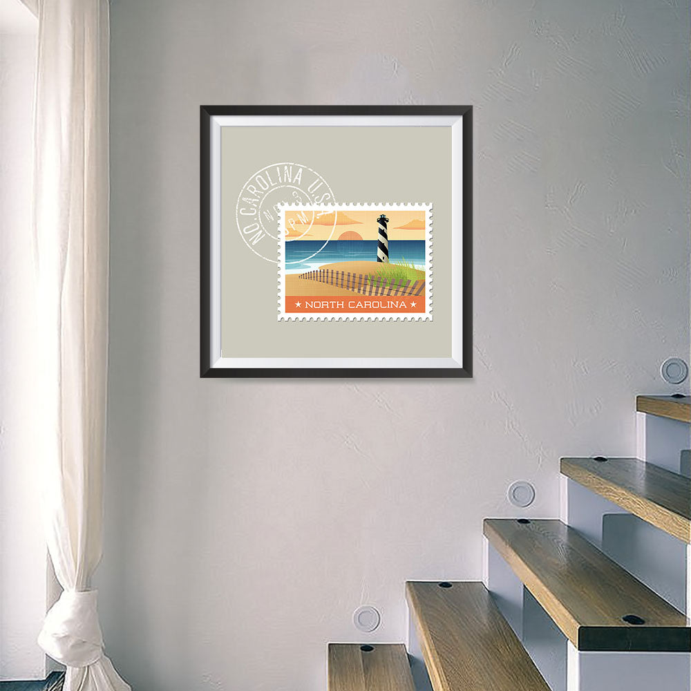 NORTH CAROLINA, Retro USA State Stamp Posters Collection ...