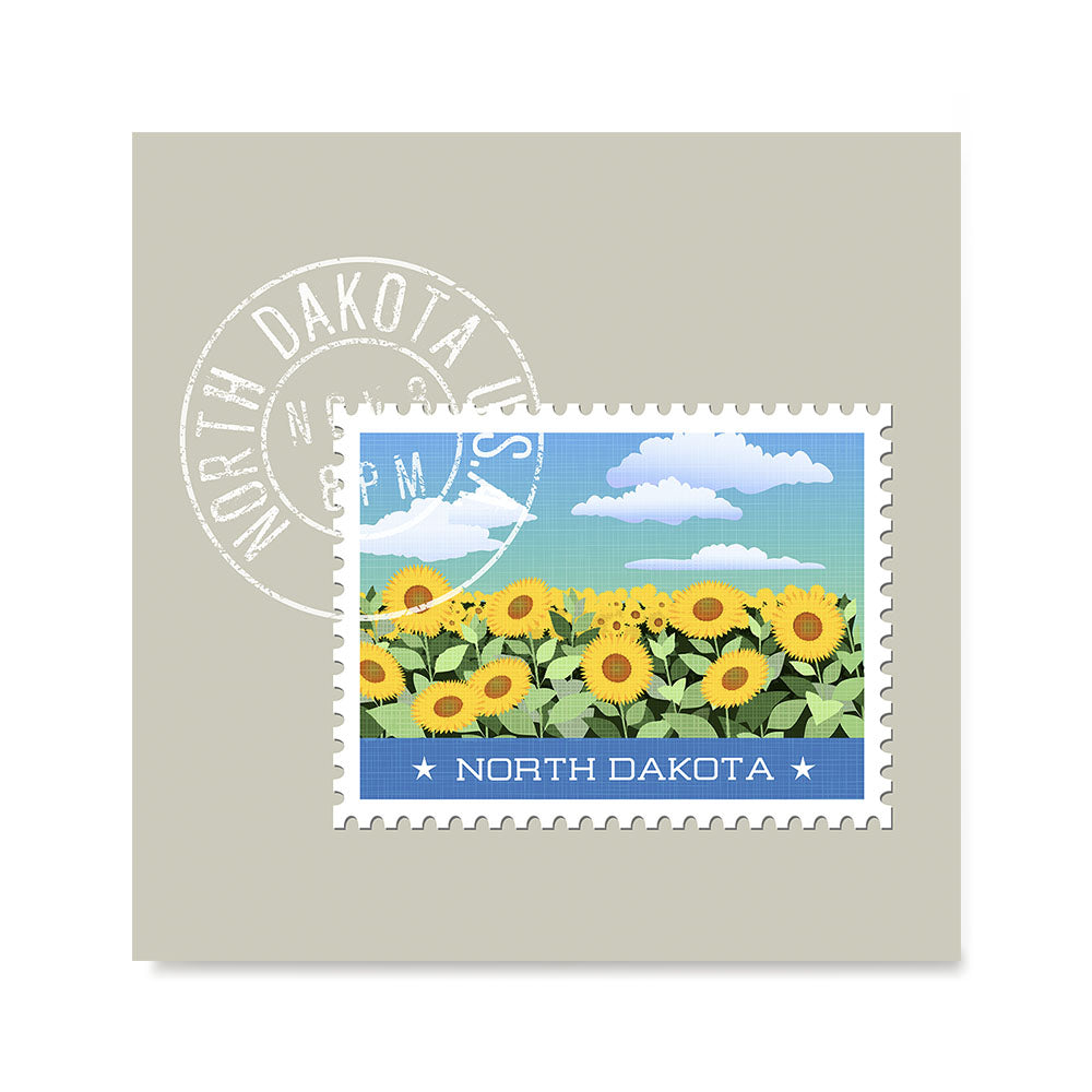 NORTH DAKOTA, Retro USA State Stamp Posters Collection | EzPosterPrints.com