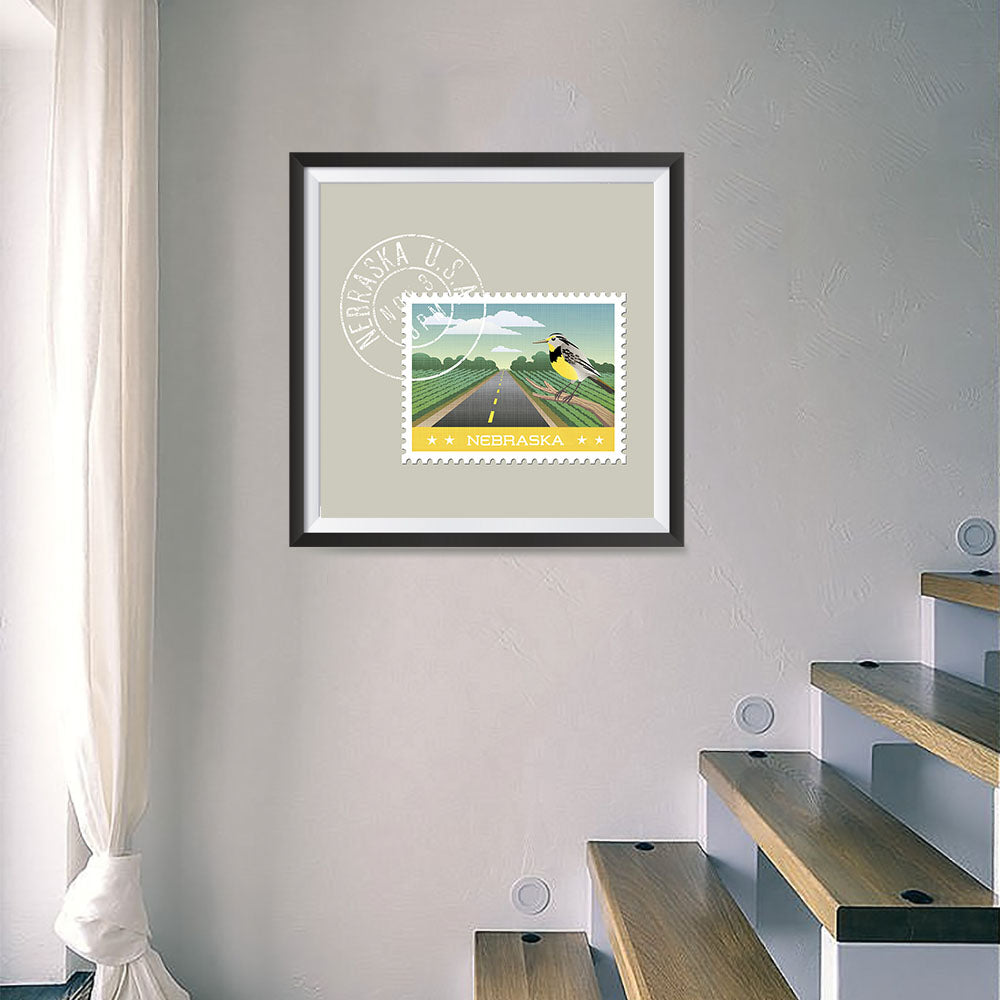 NEBRASKA, Retro USA State Stamp Posters Collection | EzPosterPrints.com