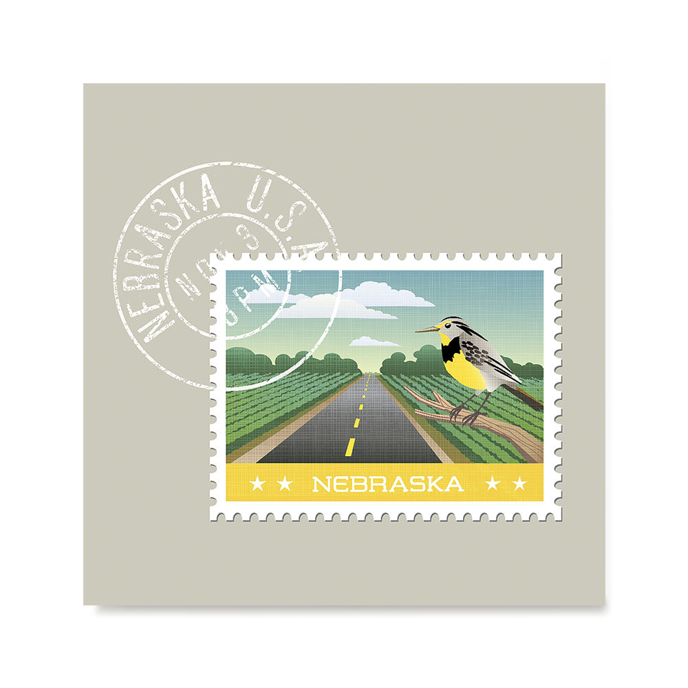 NEBRASKA, Retro USA State Stamp Posters Collection | EzPosterPrints.com