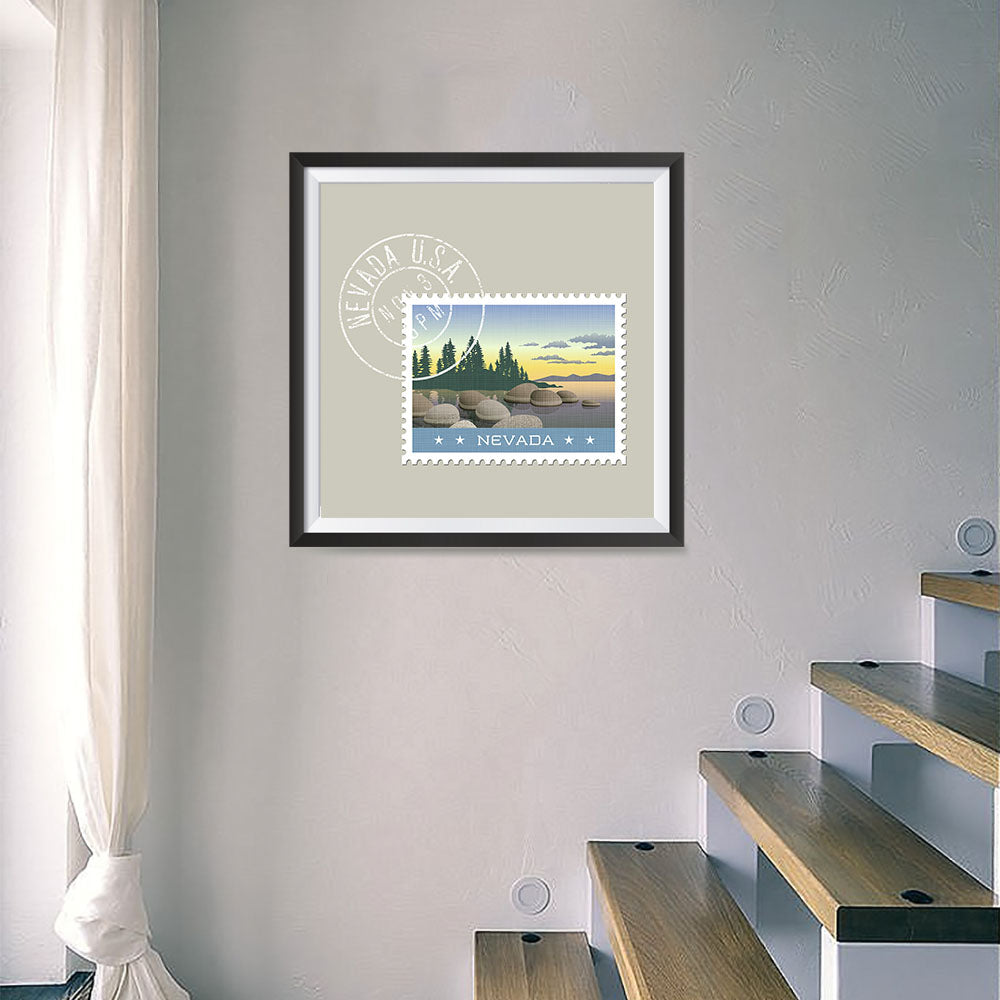 NEVADA, Retro USA State Stamp Posters Collection | EzPosterPrints.com