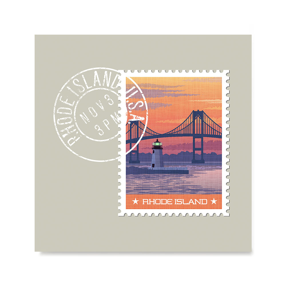 RHODE ISLAND, Retro USA State Stamp Posters Collection | EzPosterPrints.com