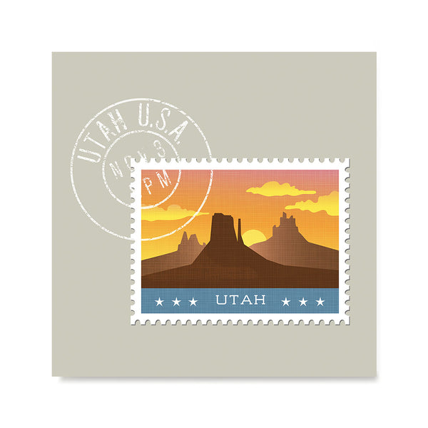 UTAH, Retro USA State Stamp Posters Collection | EzPosterPrints.com