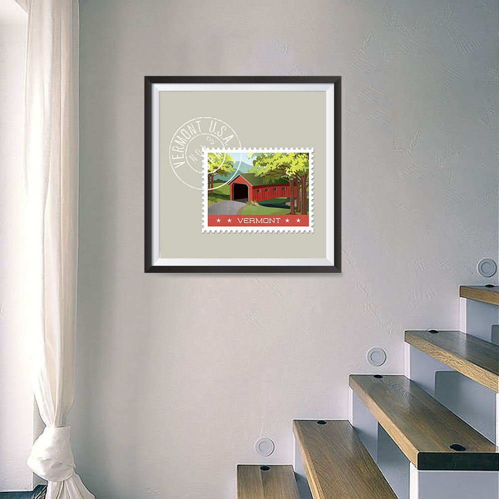 VERMONT, Retro USA State Stamp Posters Collection | EzPosterPrints.com