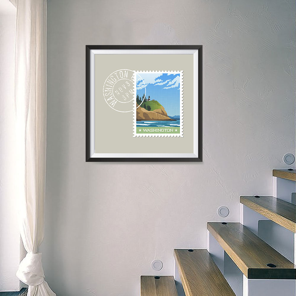 WASHINGTON, Retro USA State Stamp Posters Collection | EzPosterPrints.com