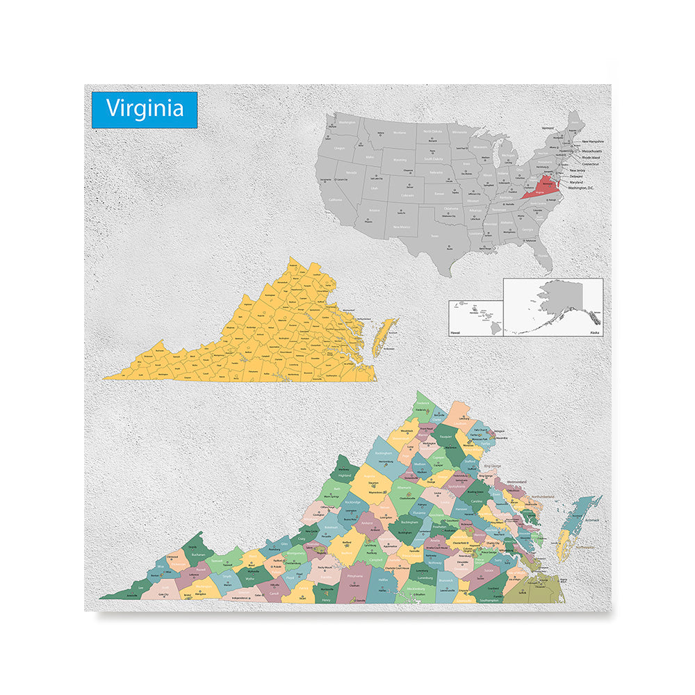 Virginia (VA) State - General Reference Map, USA States Maps Posters ...