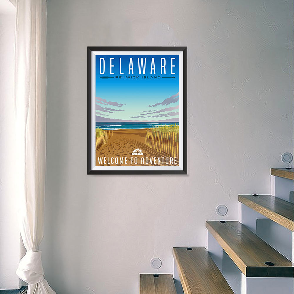 DELAWARE Retro Travel Poster - EzPosterPrints.com