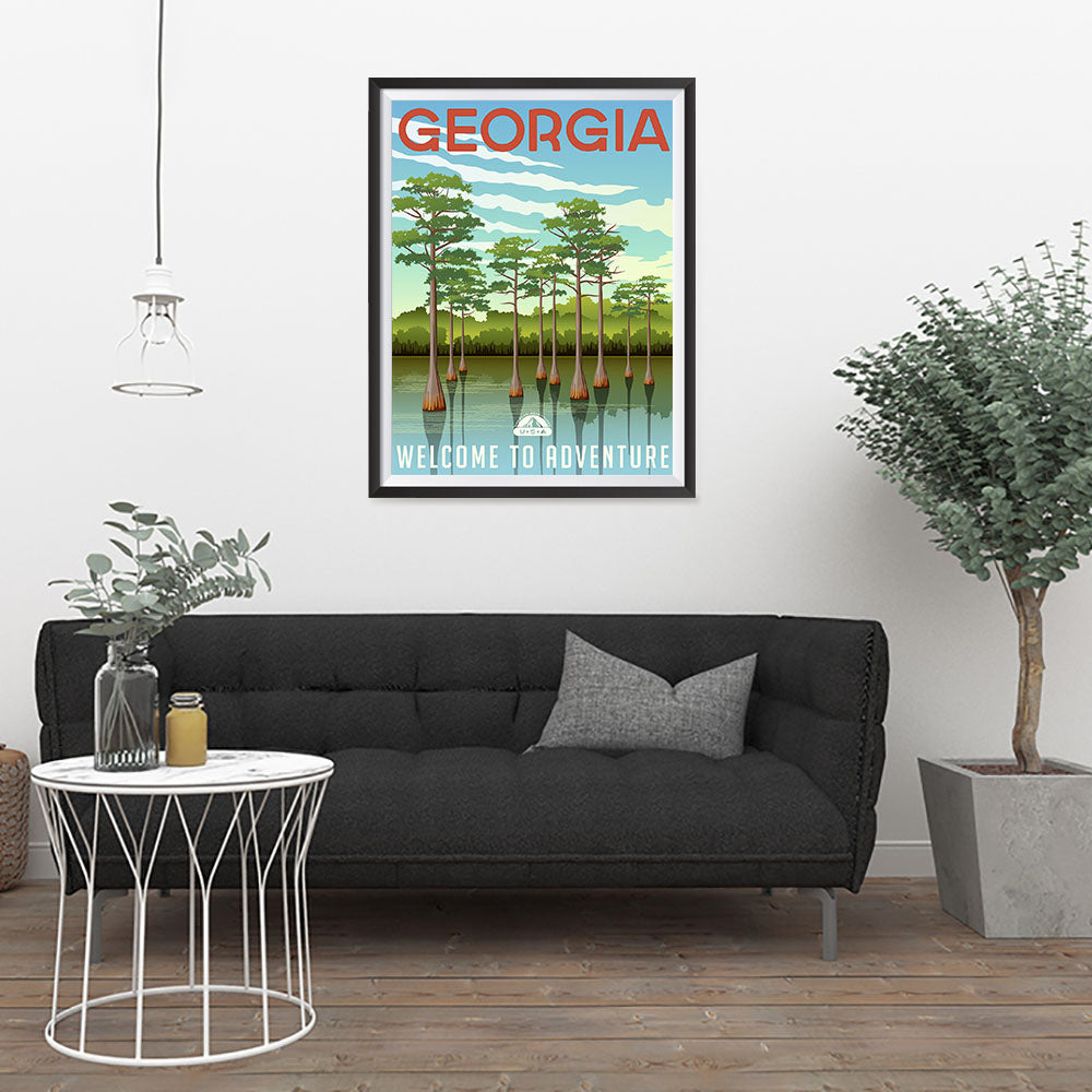 GEORGIA Retro Travel Poster - EzPosterPrints.com
