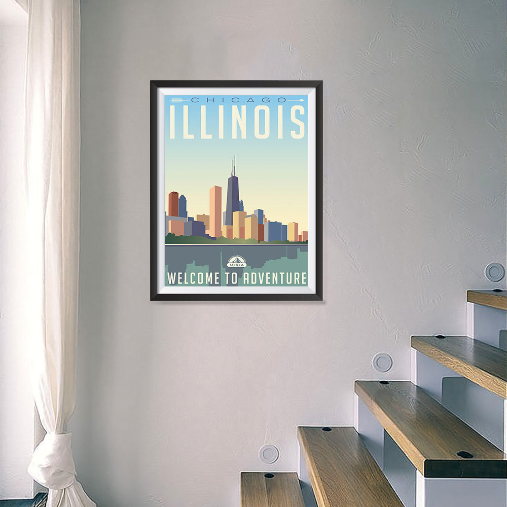 ILLINOIS Retro Travel Poster - EzPosterPrints.com