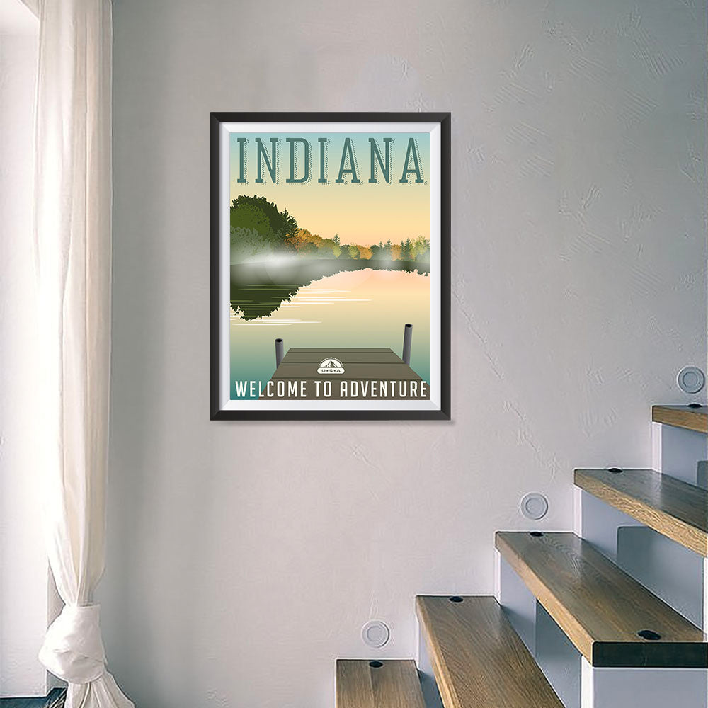 INDIANA Retro Travel Poster - EzPosterPrints.com