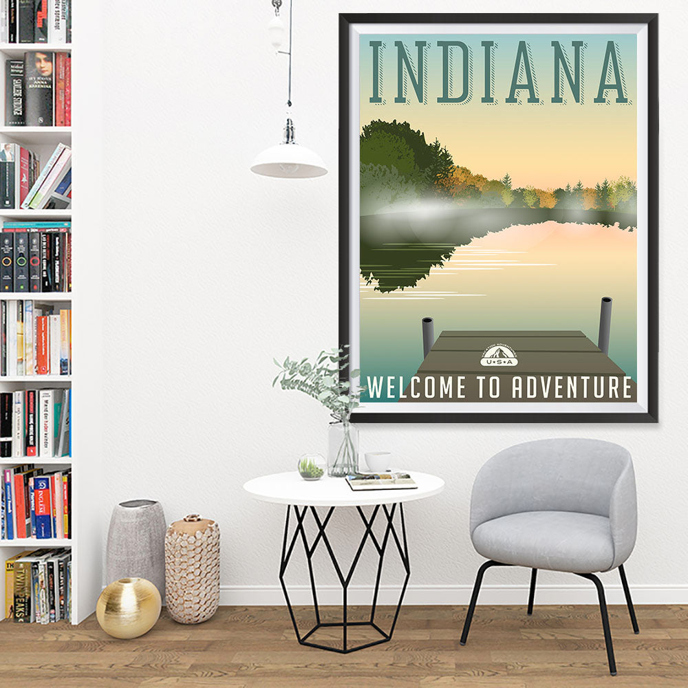 INDIANA Retro Travel Poster - EzPosterPrints.com
