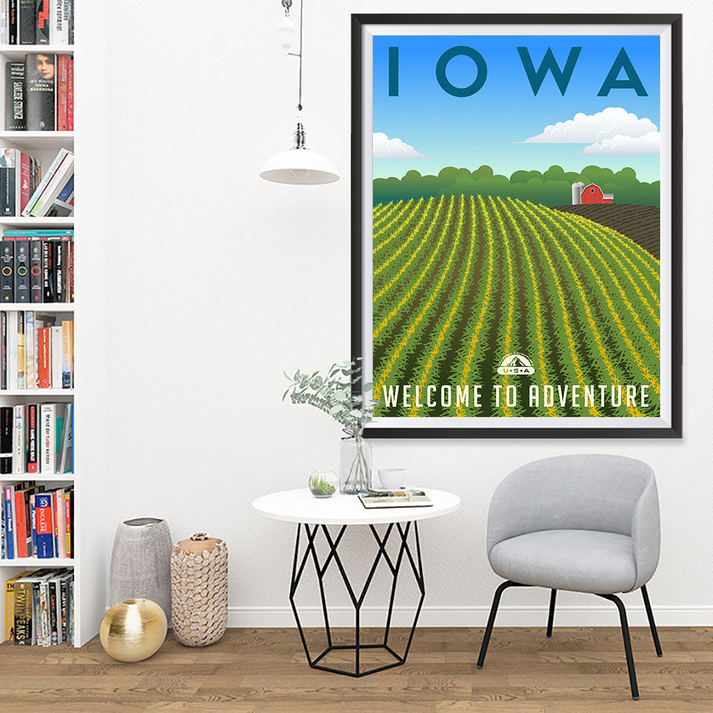 IOWA Retro Travel Poster - EzPosterPrints.com
