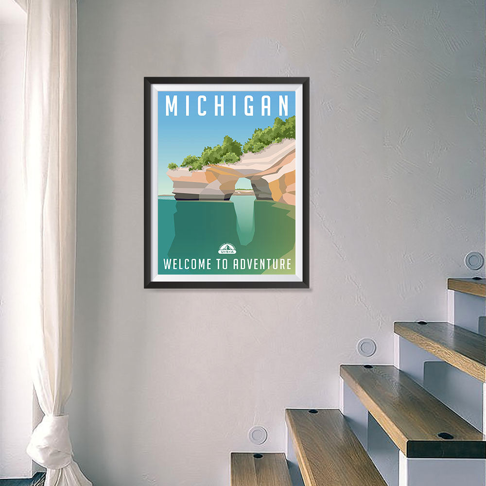 MICHIGAN Retro Travel Poster - EzPosterPrints.com