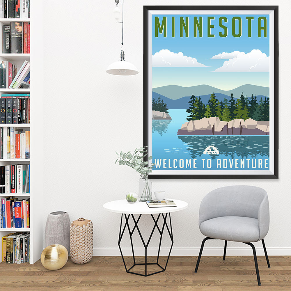 MINNESOTA Retro Travel Poster - EzPosterPrints.com