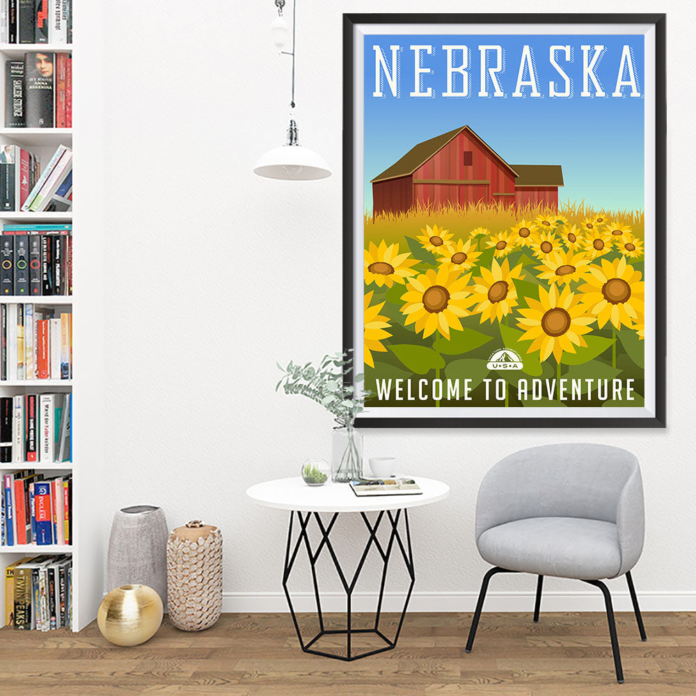 NEBRASKA Retro Travel Poster - EzPosterPrints.com
