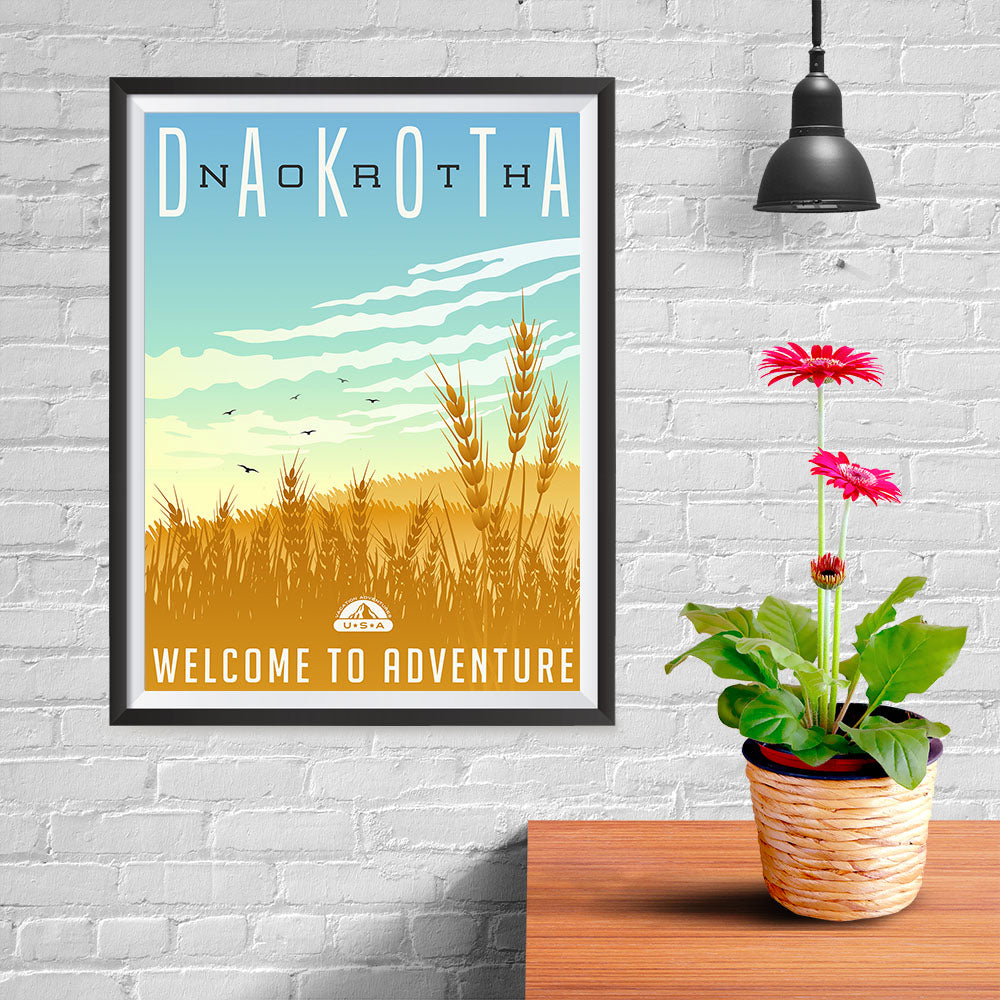 NORTH DAKOTA Retro Travel Poster - EzPosterPrints.com