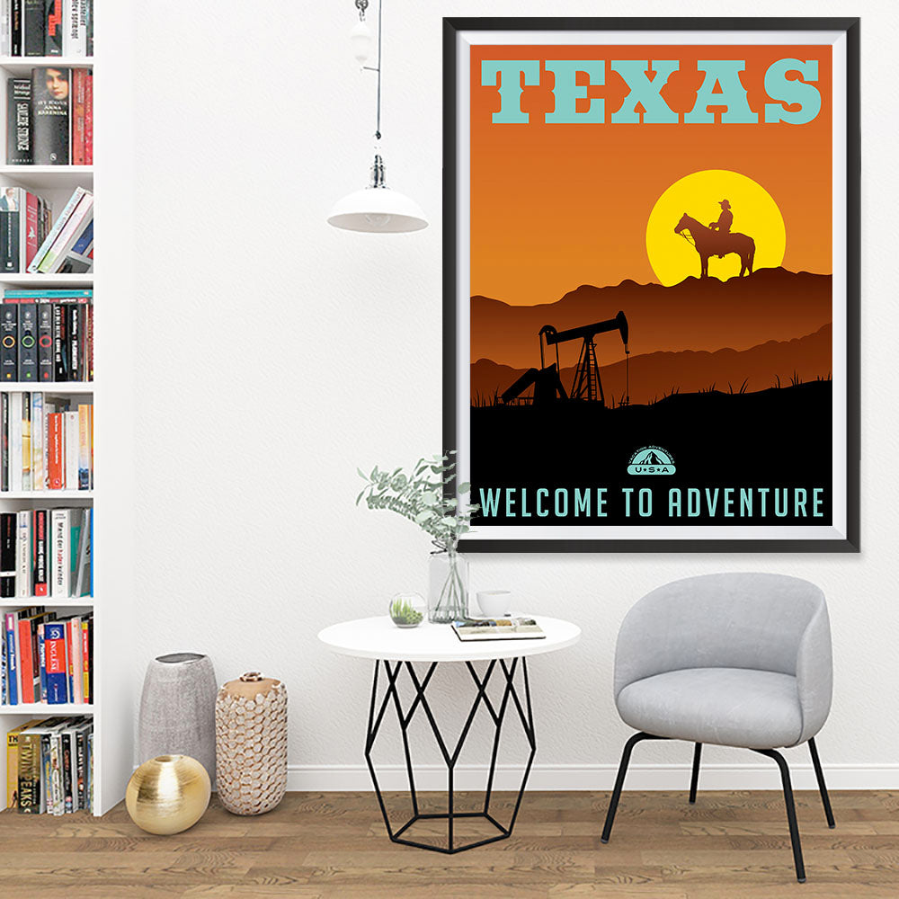 TEXAS Retro Travel Poster - EzPosterPrints.com
