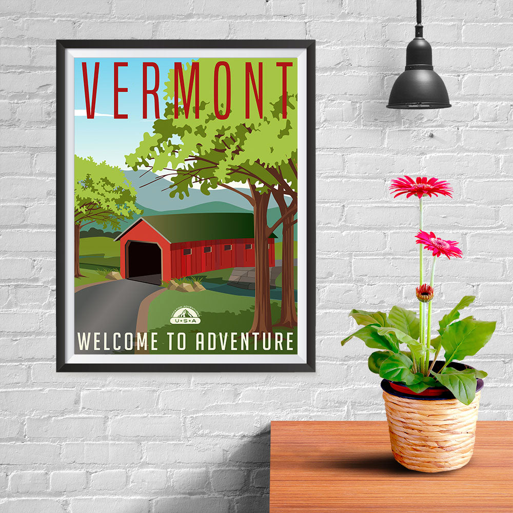 VERMONT Retro Travel Poster - EzPosterPrints.com